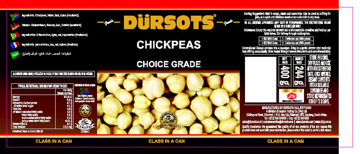 Dürsots Chickpeas - 12 x 400g – Umlozi International